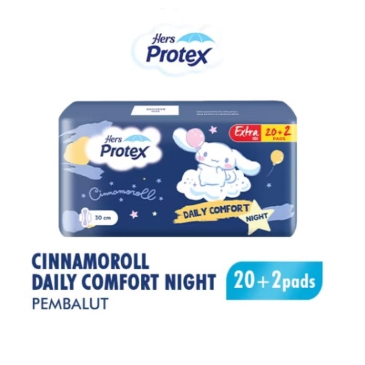 Jual pembalut hers protex cinnamoroll daily comfort night bag isi 22 ...