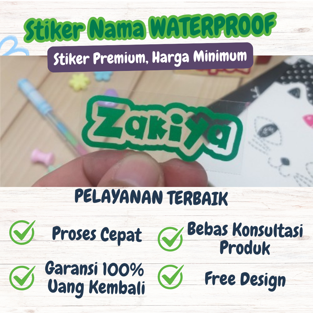 Jual 9 PCS Sticker Cutting Nama Stiker Timbul Label Nama Custom Anti ...