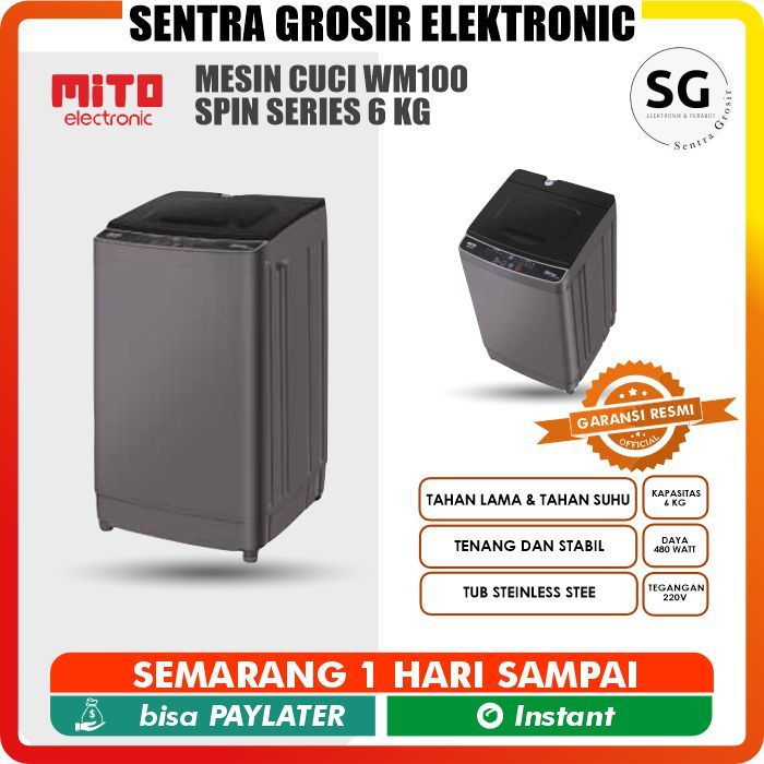 Jual MITO WM100 WM 100 Mesin Cuci 6 KG Spin Series Fully Automatic ...