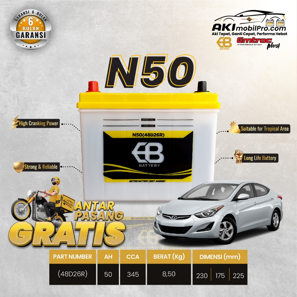 Jual EB Battery N50 (48D26R) | Aki Mobil Kijang Grand | New Dyna | Terrano | Shopee Indonesia