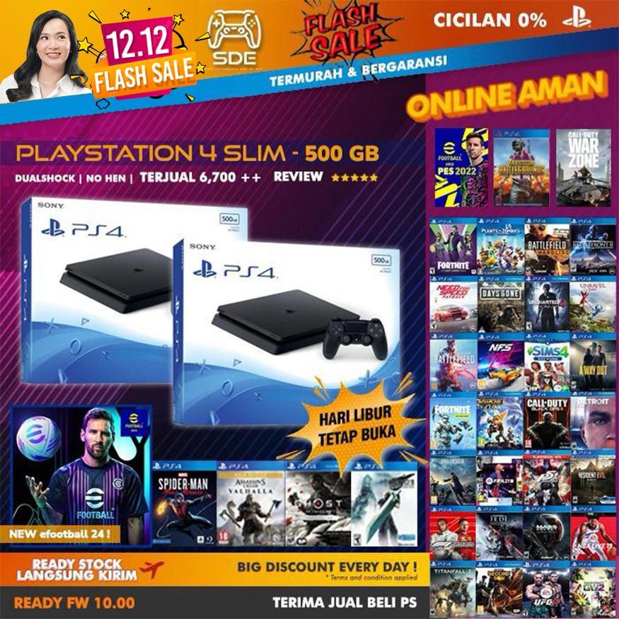 Jual PS4 SLIM PLAYSTATION 4 BISA ONLINE 500GB/1TB PES24 FIFA GARANSI ...