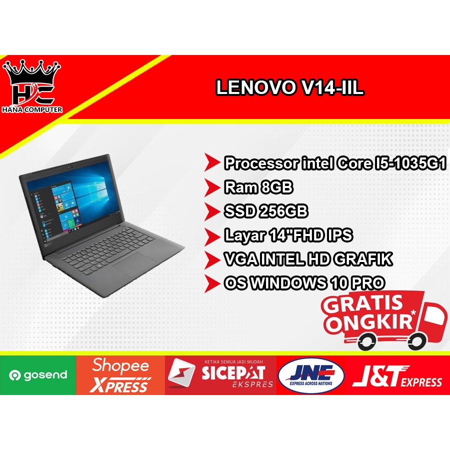 Jual LENOVO V14-IIL I5-1035G1/8GB/256GB SSD/14"FHD/W10PRO (GREY) | Shopee Indonesia