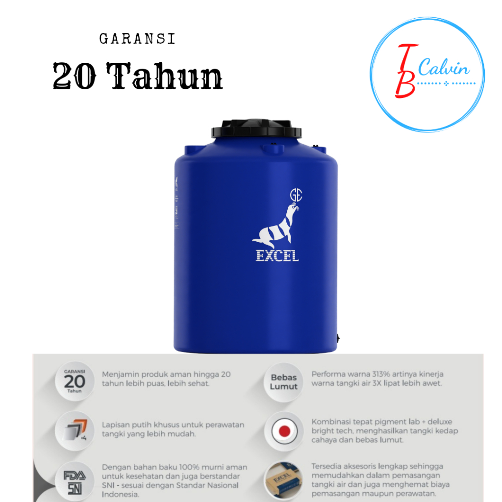Jual Tangki / Tandon / Toren Air Excel 800 Liter AL 800 isi 800 Liter ...