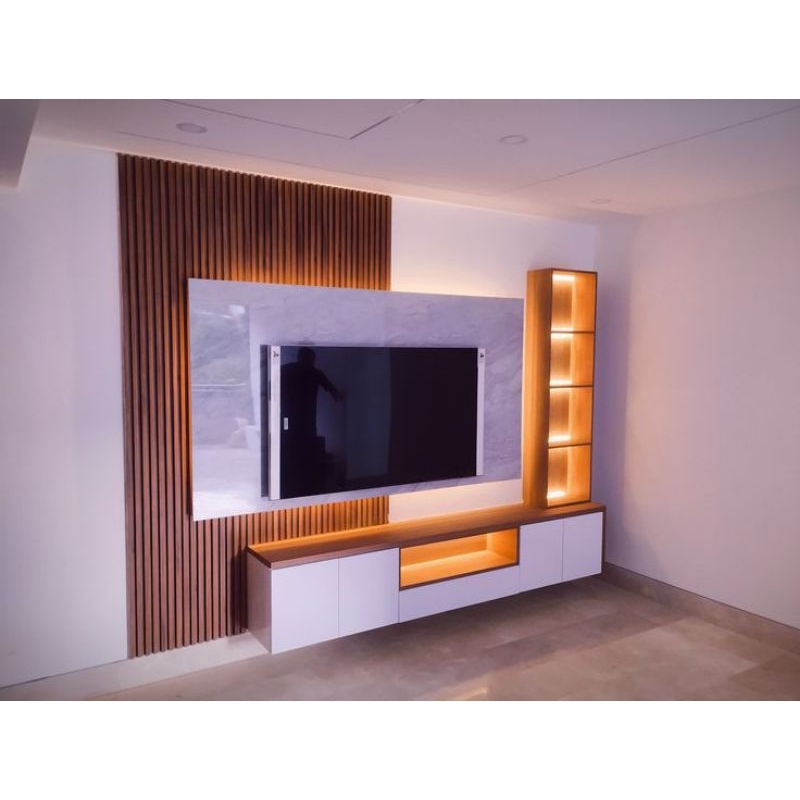 Jual Rak tv gantung minmalis backdrop tv satu set | Shopee Indonesia