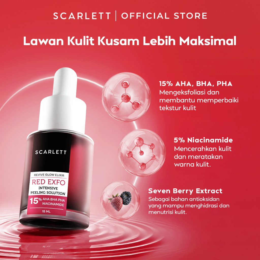 Jual SCARLETT Revive Glow Elixir Red Exfo Intensive Peeling Solution ...