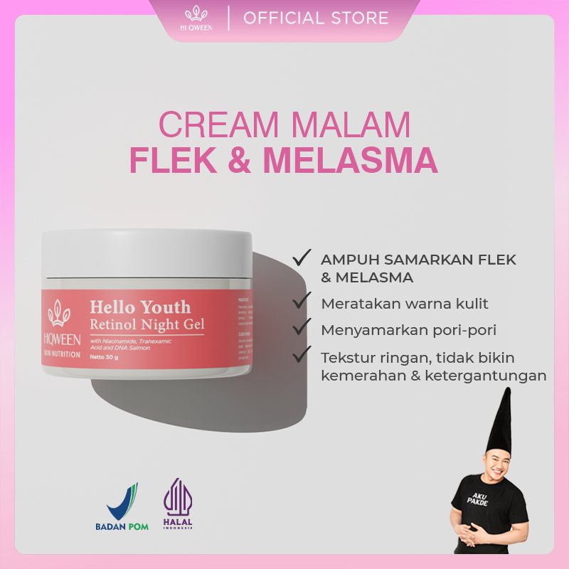 Jual Hiqween Hello Youth Retinol Night Gel REFORMULA Gel Mask Cream ...