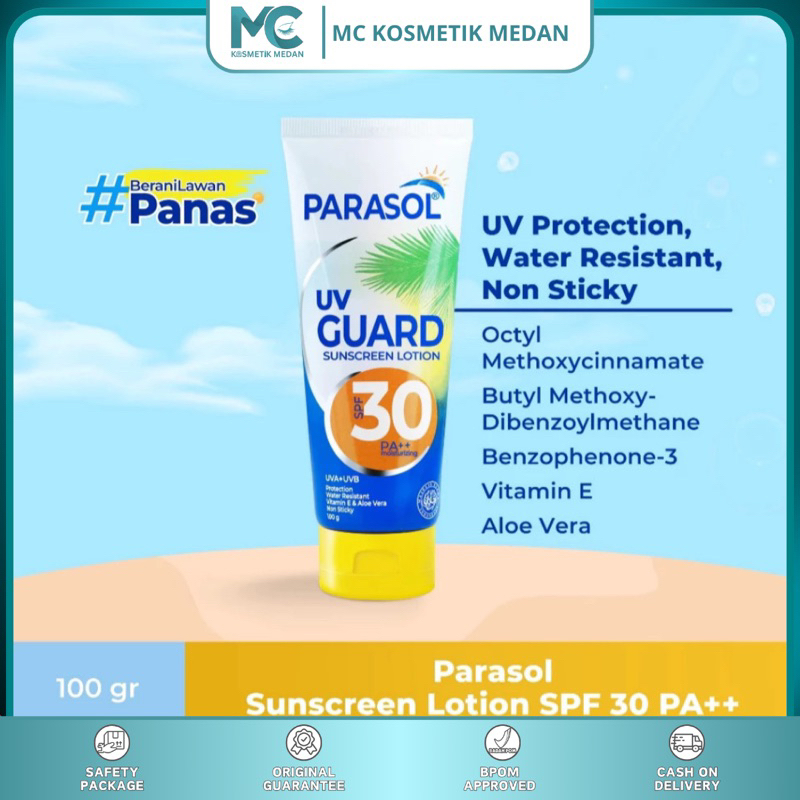 Jual PARASOL-UV GUARD Sunscreen Lotion SPF30+++ 100gr-Sunscreen Lotion ...