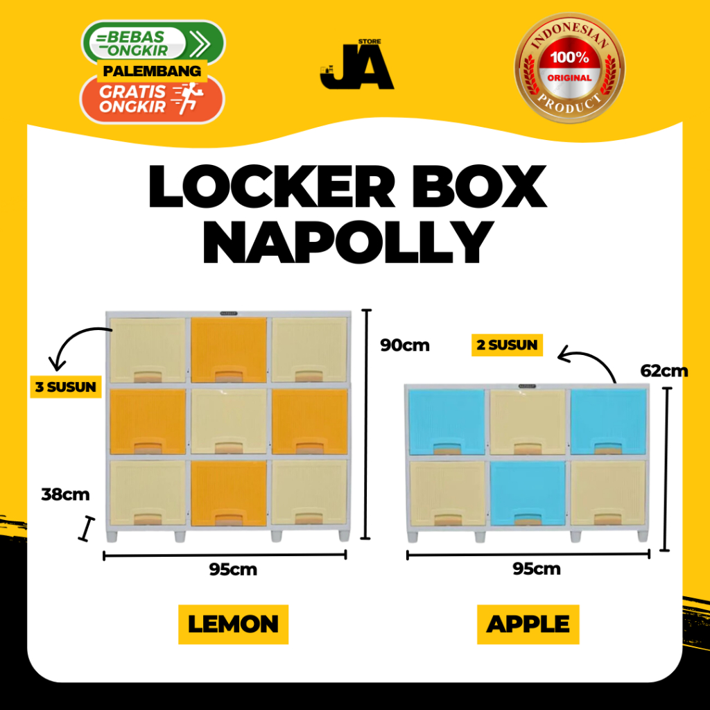 Jual Lemari Locker Box Plastik Napolly 6 & 9 Pintu / Rak Sepatu / Loker ...