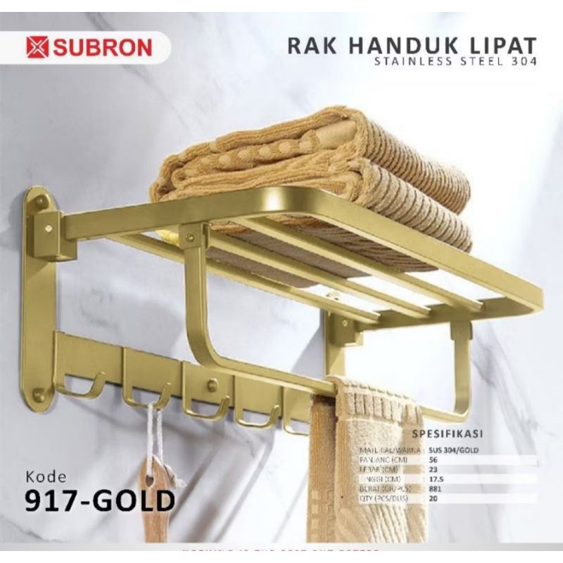 Jual Gantungan handuk lipat stainless gold / Rak handuk gold stainless ...