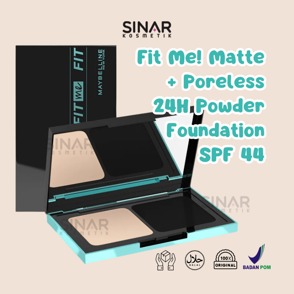 Jual Maybelline Fit Me! Matte + Poreless 24H Powder Foundation SPF 44 ...