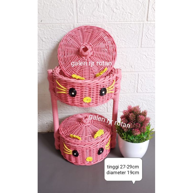 Jual Kranjang bumbu dapur kranjang susun 2 dari Rotan estetik ( K2 ...