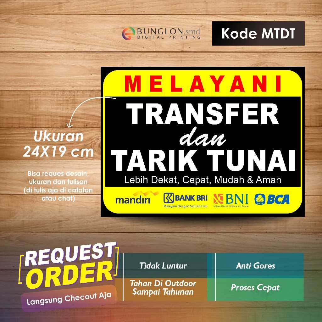 Jual STIKER MELAYANI TRANSFER DAN TARIK TUNAI + LAMINASI KODE MTDT ...