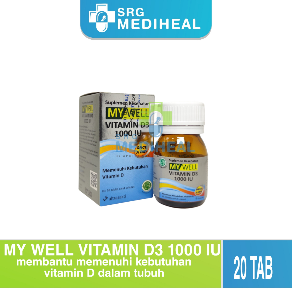Jual My Well Vit D3 1000 IU 20 Tab - Suplemen Vitamin D 1000 IU ...