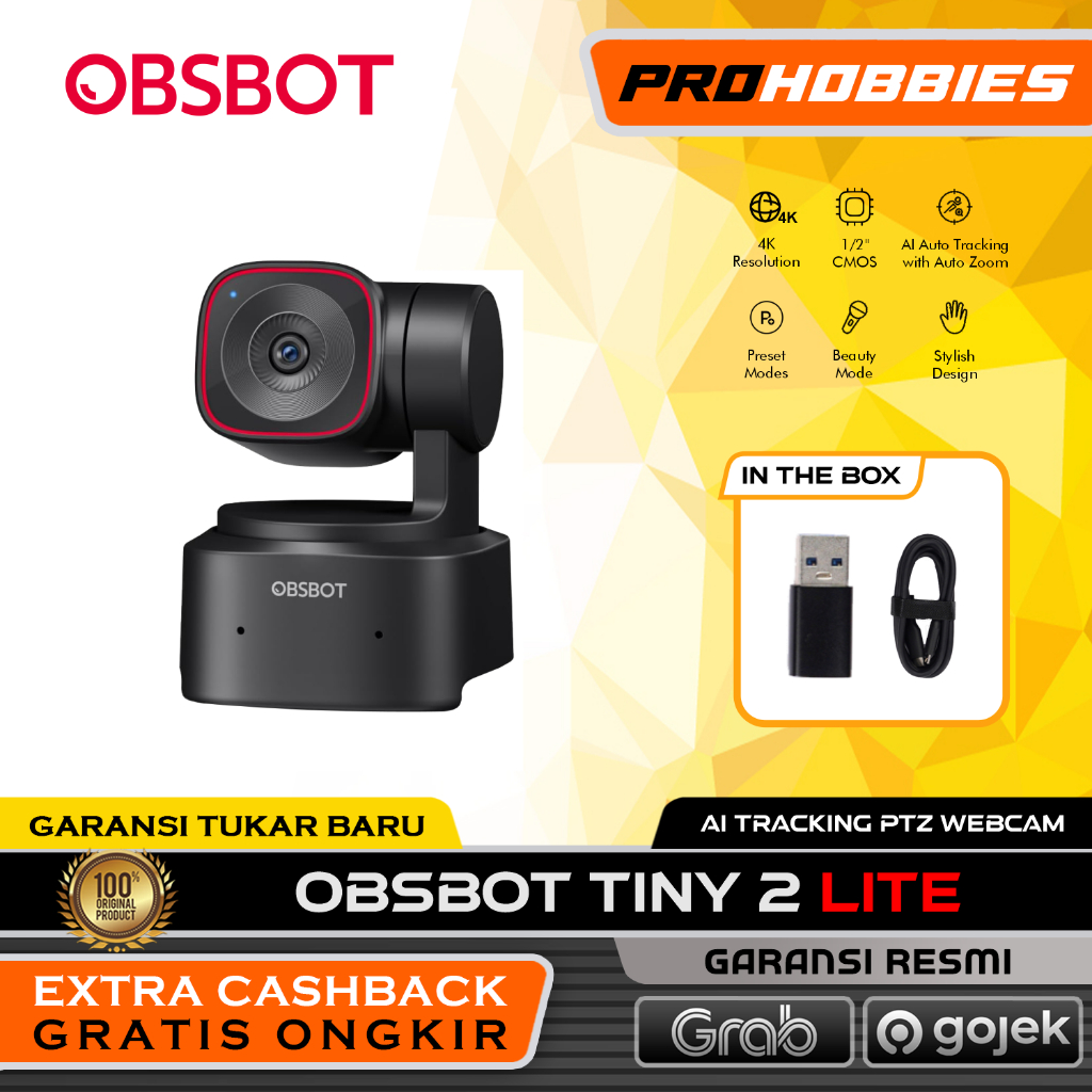 Jual Obsbot TINY 2 LITE AI-Powered PTZ 4K Webcam Portable Web Cam Tiny2 Lite | Shopee Indonesia