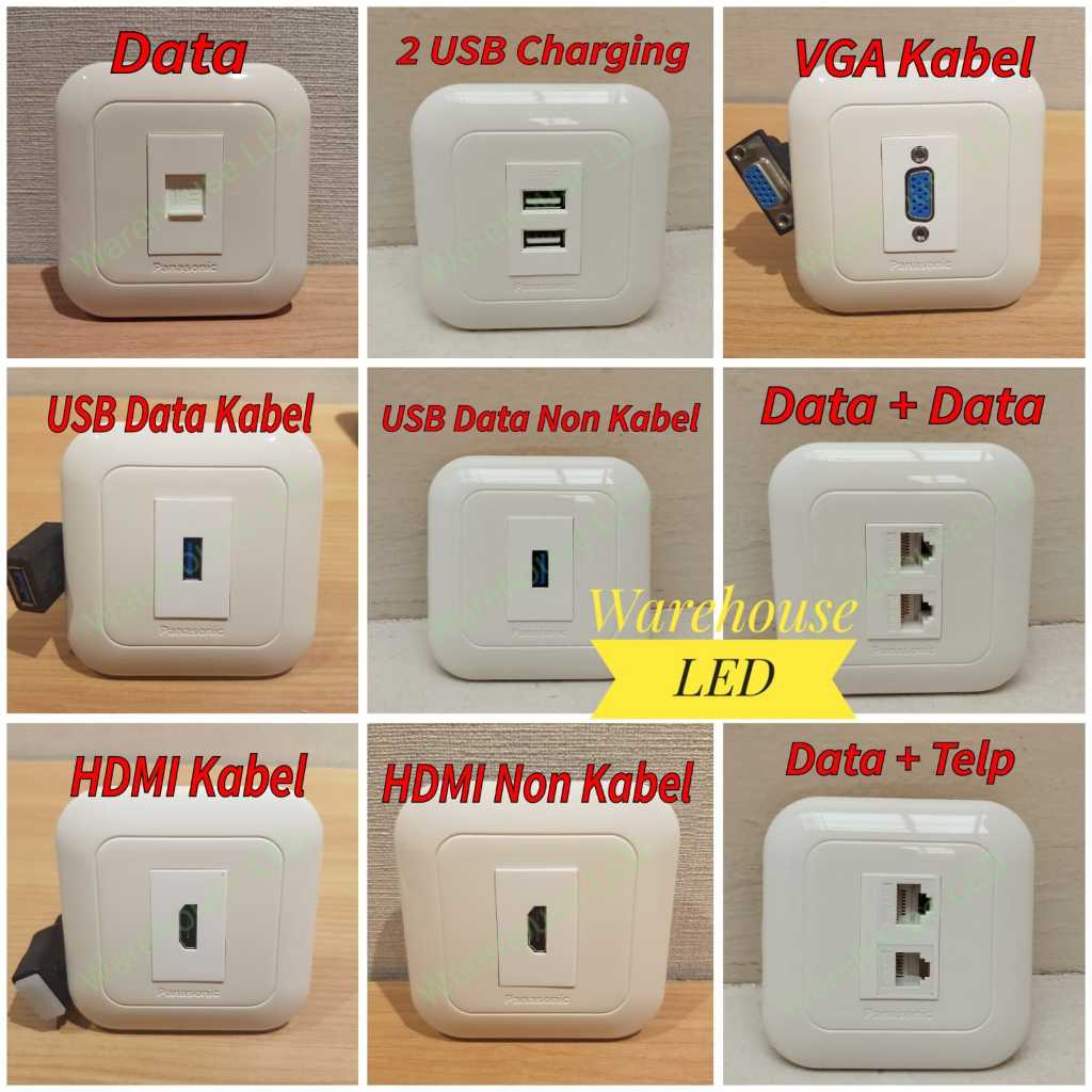 Jual MODUL SAKLAR OUTLET 2 Data Cat6 RJ45 + frame PANASONIC Wide PUTIH ...