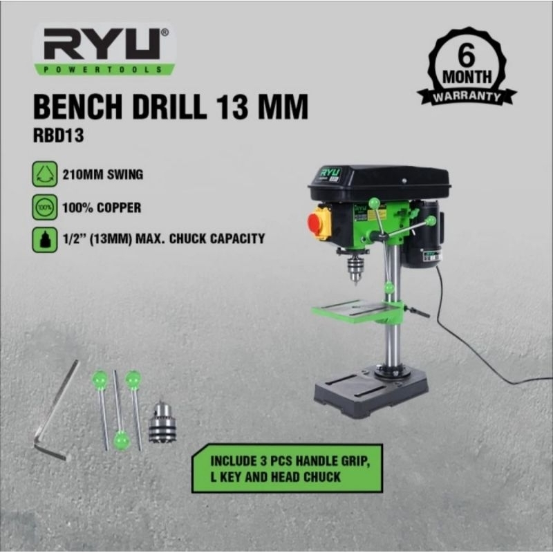 Jual MESIN BOR DUDUK RYU 13MM RBD13 BENC DRILL 13 MM ORIGINAL RYU BISA ...