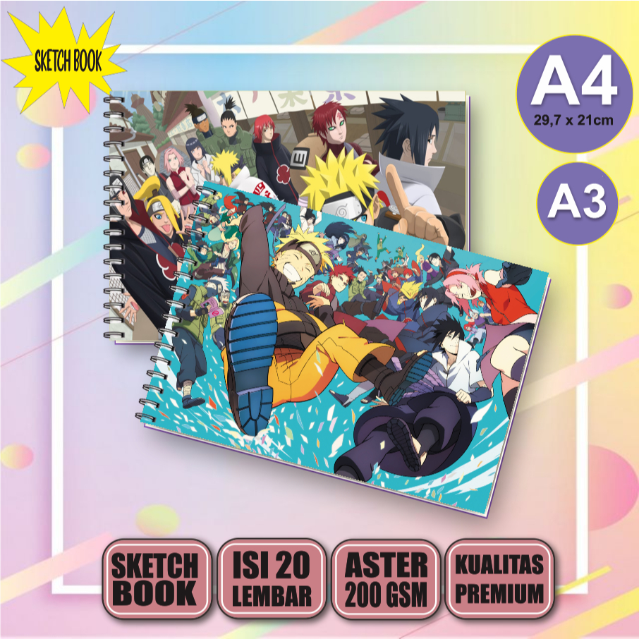 Jual Buku Gambar Vertikal Jilid Spiral A4/a3 Sketchbook Naruto Shipuden ...
