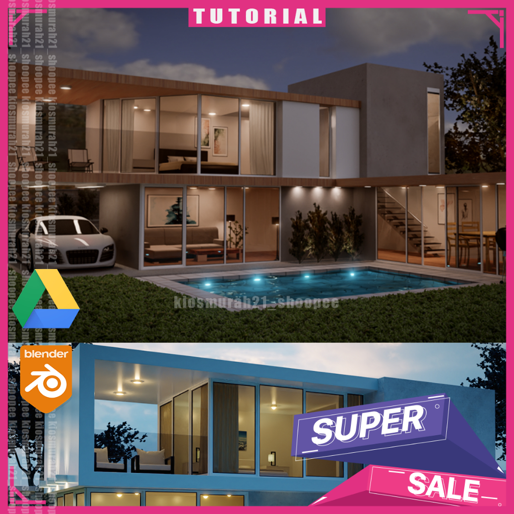 Jual Blender 3D - Create & Design a Modern 3D House in Blender 3.0 3D Blender Tutorial | Shopee ...