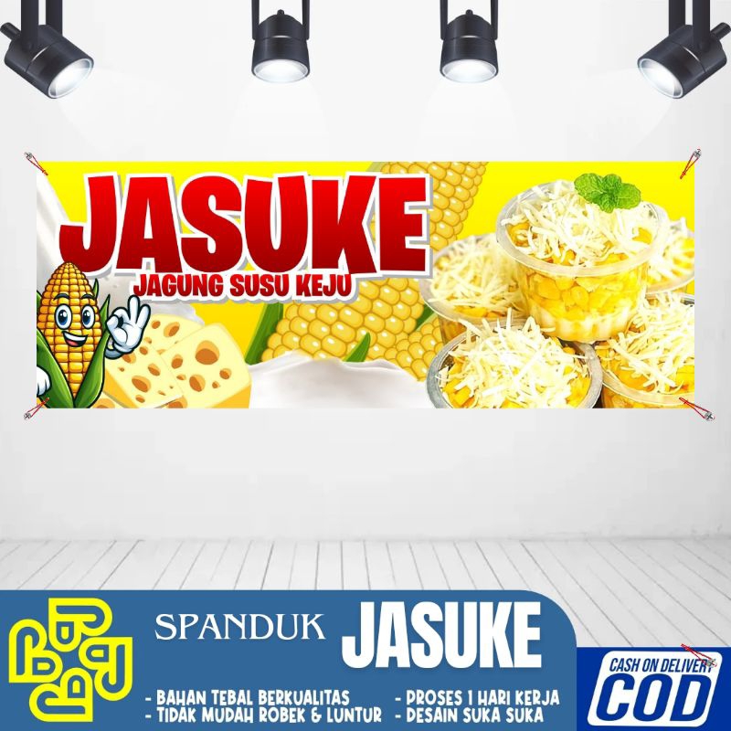 Jual spanduk banner backdrop jasuke jagung susu keju murah bisa COD ...