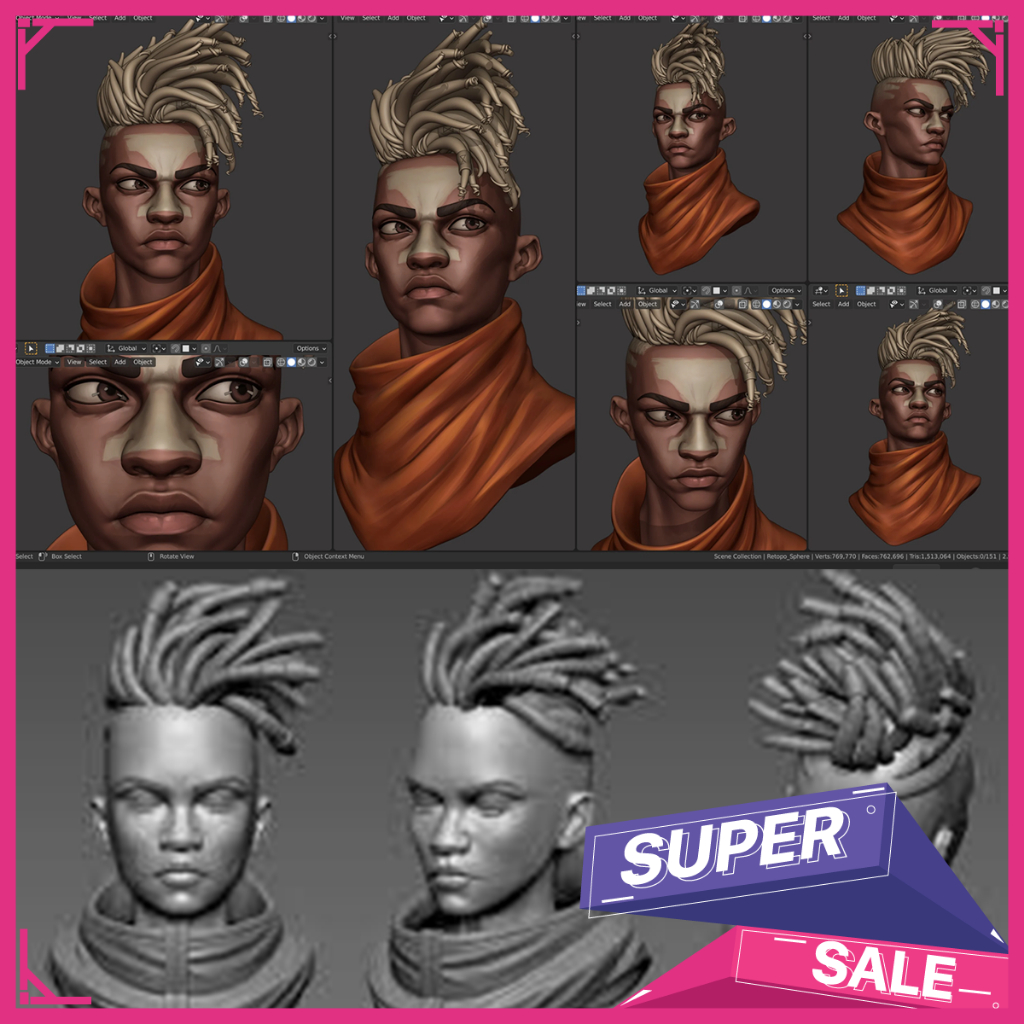 Jual Blender 3D - Character Sculpt Package #49 - Ekko 3D Blender ...
