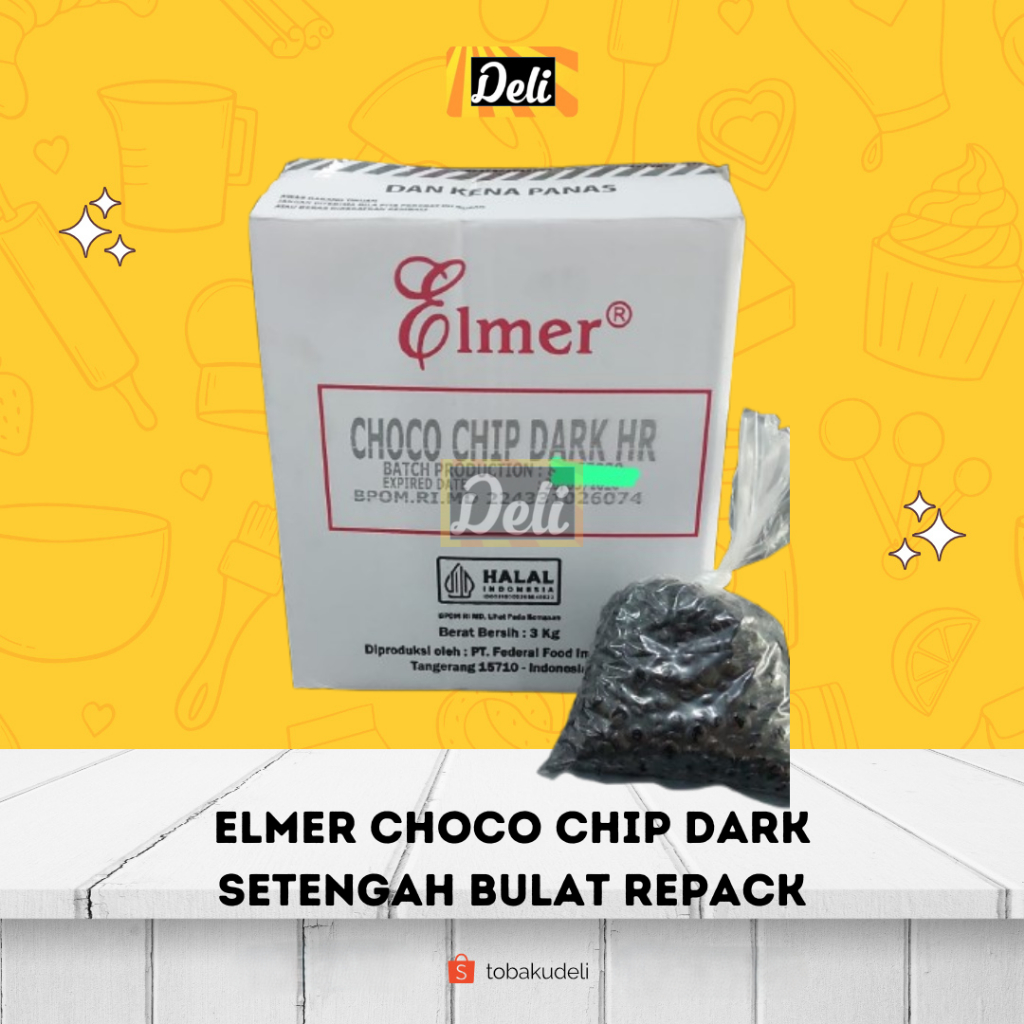 Jual Chocochip Elmer Dark Choco Choco Chip Coklat Topping Kue Setengah ...