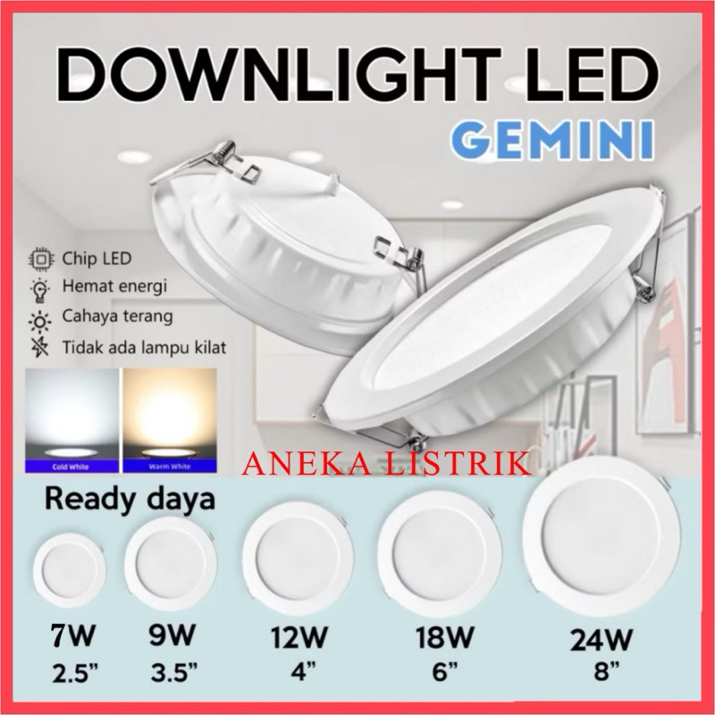 Jual LAMPU DOWNLIGHT LED PANEL LAMP 7W/9W/12W/18W/24W PUTIH/KUNING ...