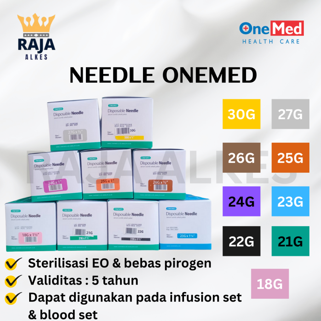 Jual Needle Onemed No 18 21 22 23 24 25 26 27 30 G Nedle Onemed | Shopee Indonesia
