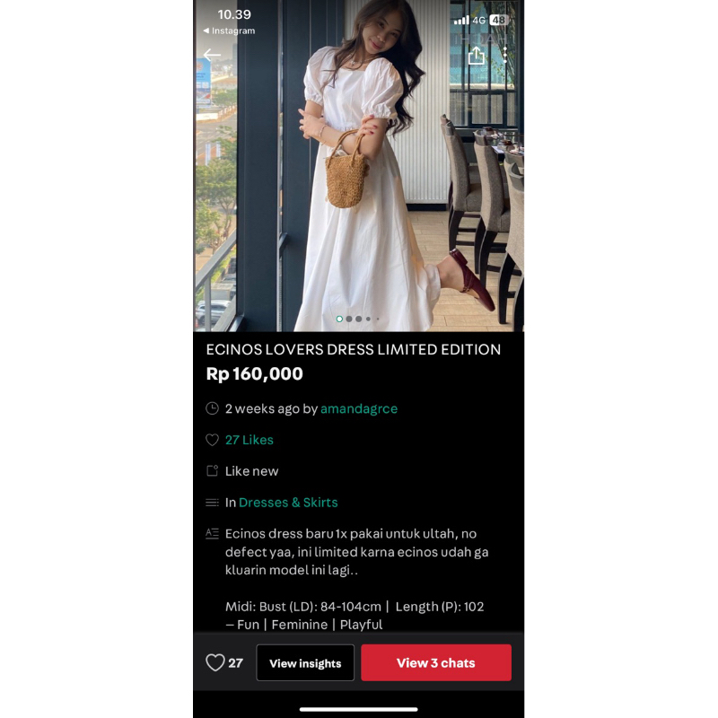 Jual ECINOS Lovers Dress Limited Edition | Shopee Indonesia