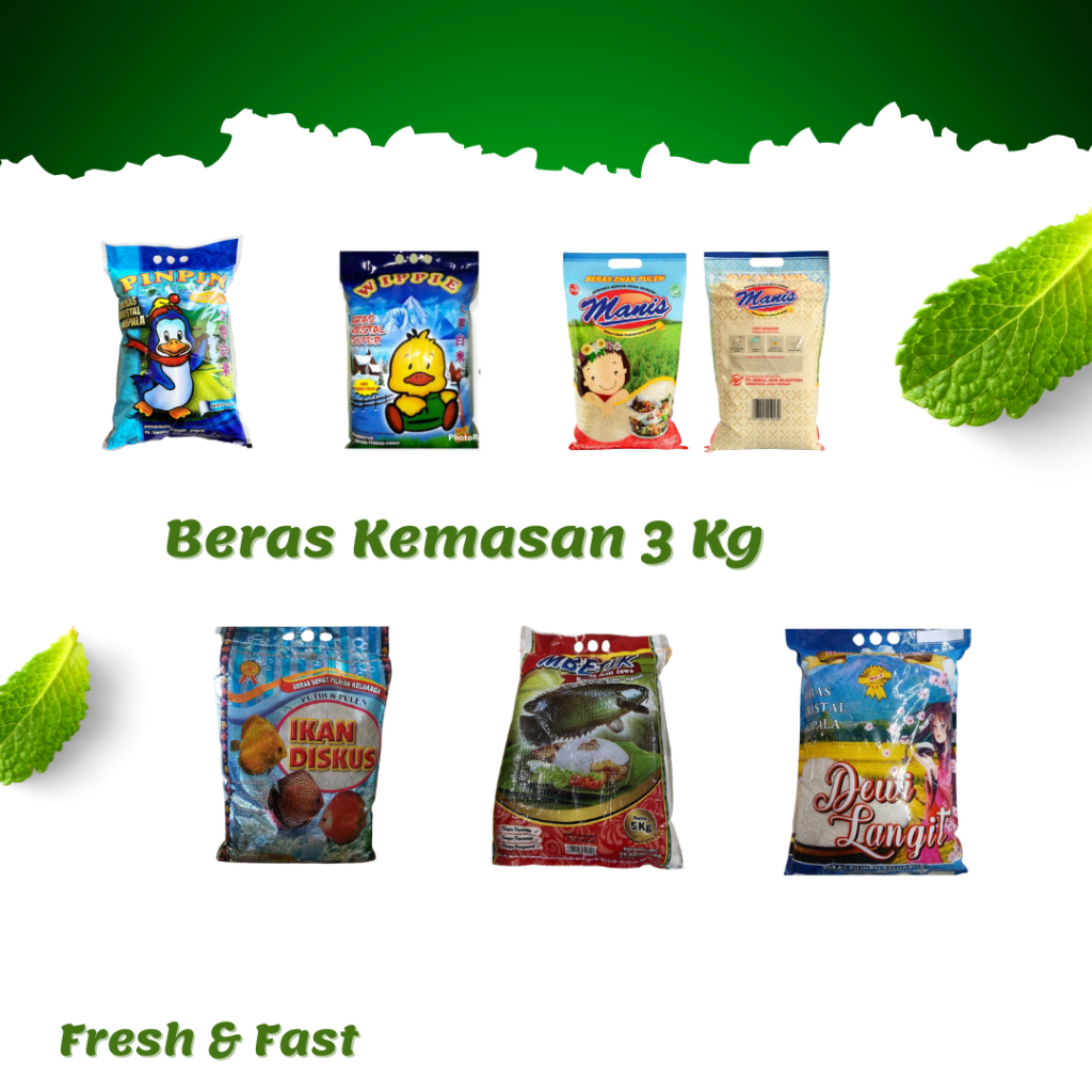 Jual Beras 3 kg Beras punel kemasan 3 kg Beras Untuk Zakat Fitrah Hari ...