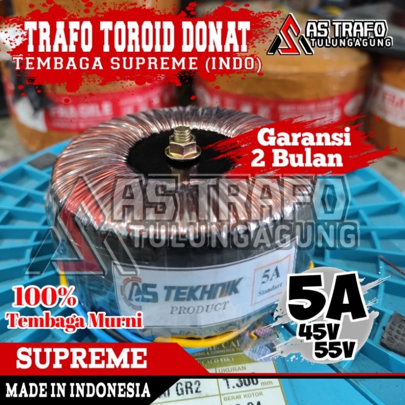 Jual TRAFO TOROID DONAT 5A CT 55v-45v murni | Shopee Indonesia