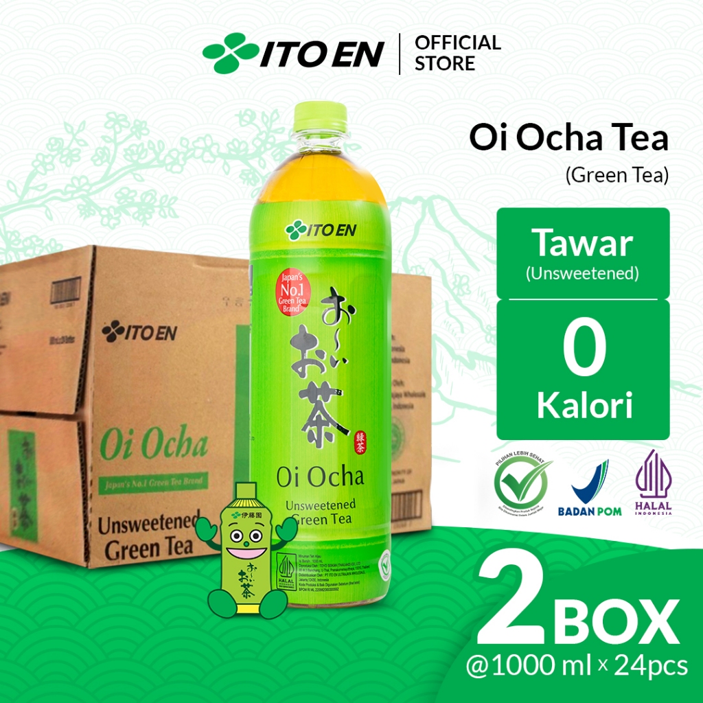 Jual ITO EN Oi Ocha 1000ml Green Tea No Sugar isi 24 Pcs - 2 Box / 2 Ctn / 2 Dus | Shopee Indonesia