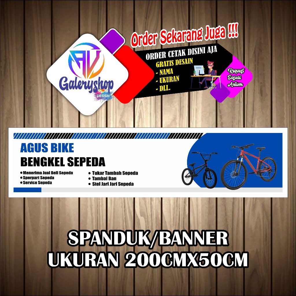 Jual Cetak Spanduk Banner Ukuran 200x50 Cm Bengkel Sepeda | Shopee ...