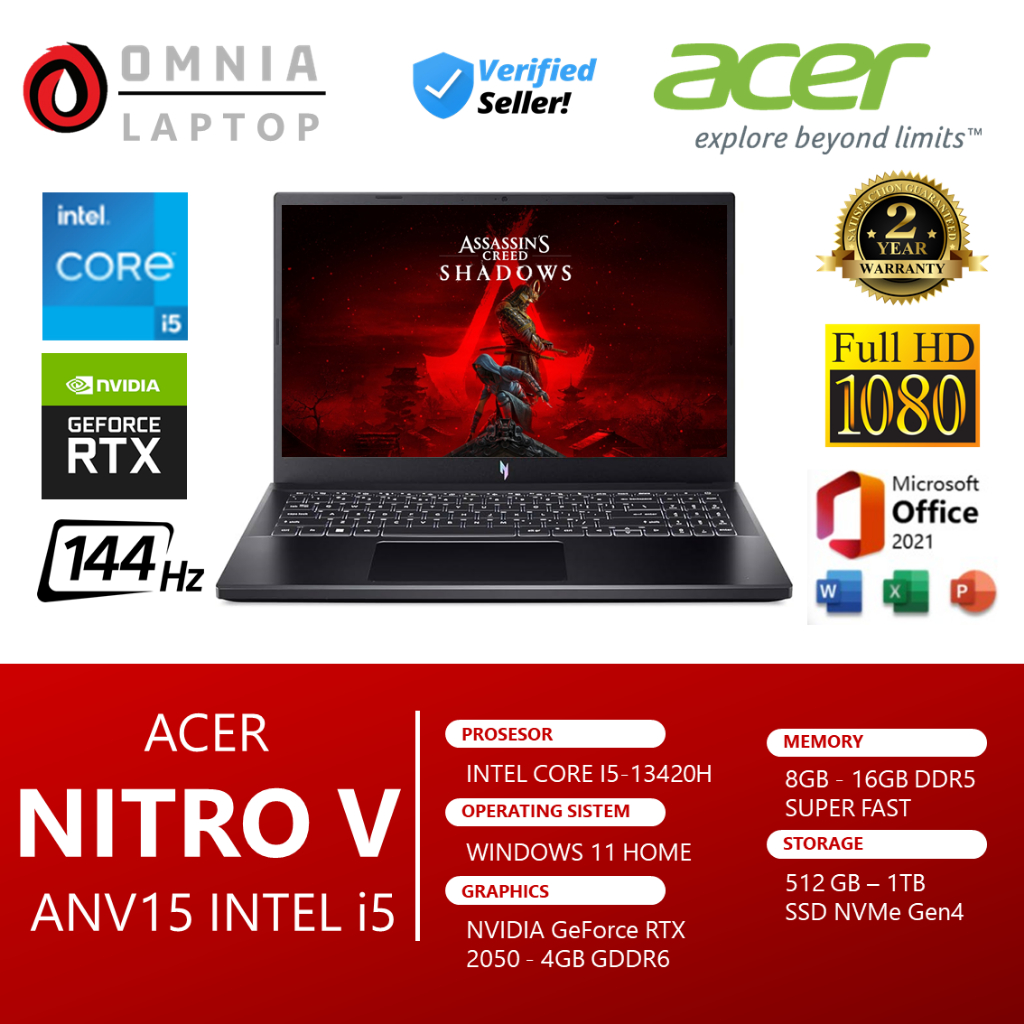 Jual ACER NITRO V 15 ANV15 INTEL I5 13420H 32GB DDR5 1TB SSD RTX2050 15 ...