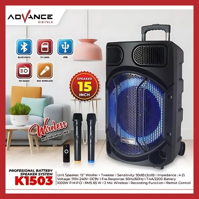Jual SPEAKER ADVANCE K1203 | FREE 2 MIC WIRELESS | PORTABEL | Shopee ...