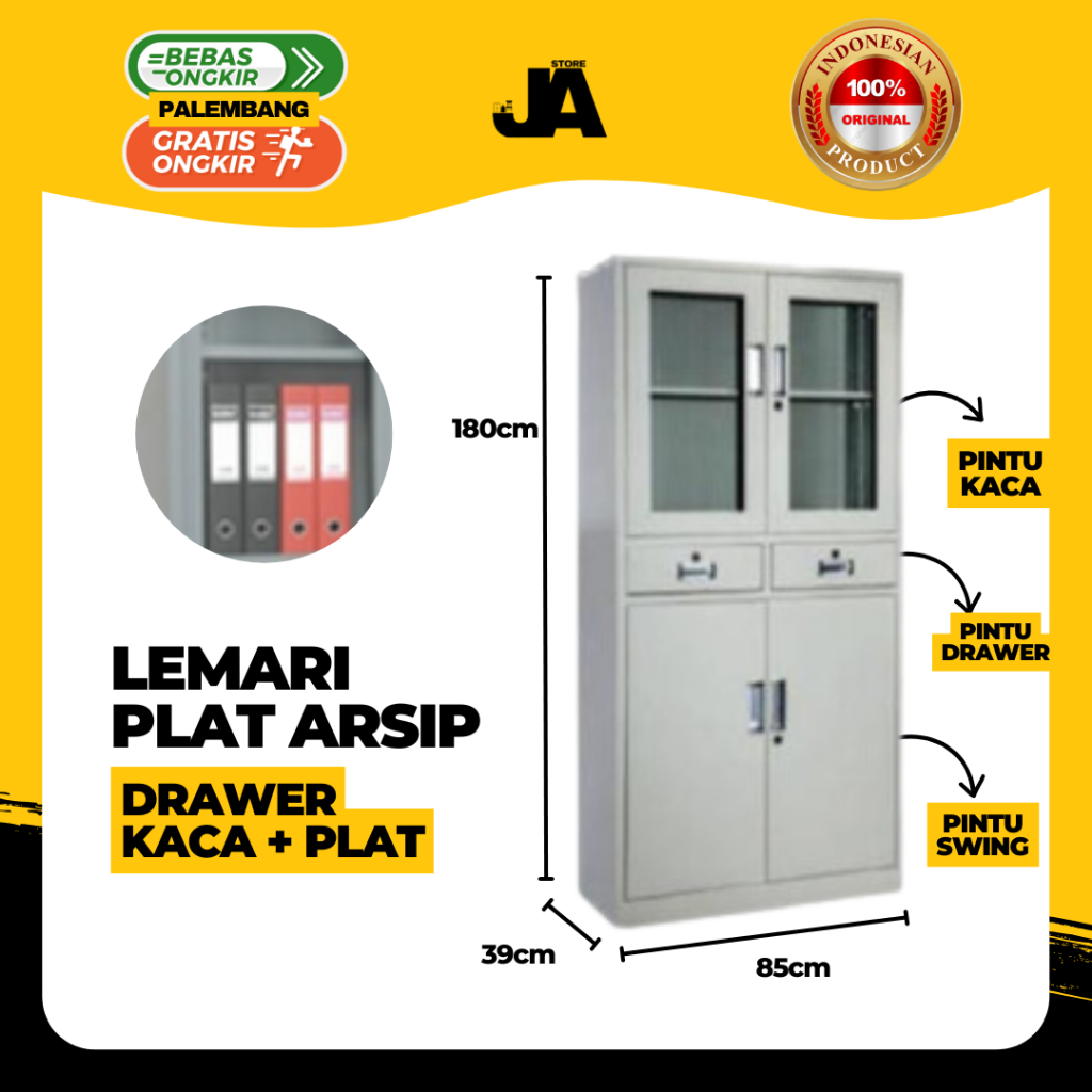 Jual Lemari Plat Arsip Pintu Kaca, Drawer, & Swing / Dokumen Pintu ...