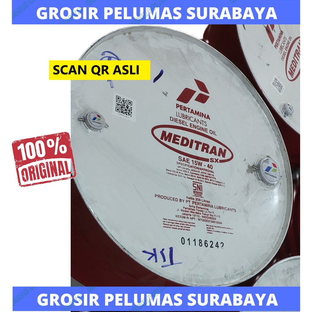 Jual Original Pertamina Meditran SX 15w40 15w/40 CH4 diesel engine oil ...