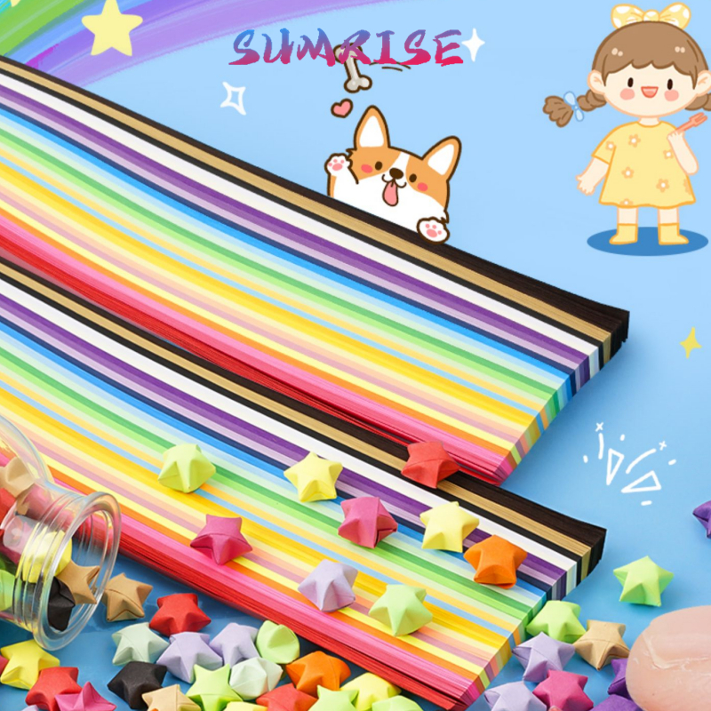 Jual DIY 540 sheets Star Origami Paper Rainbow Kertas Origami Bintang ...