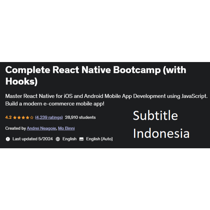 Jual Course Complete React Native Developer in 2024 (with Hooks) | Shopee Indonesia