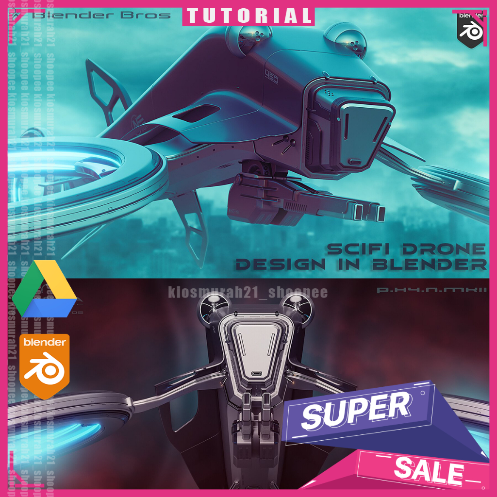 Jual Blender 3D - Blender Bros - Hard Surface Drone Design in Blender ...