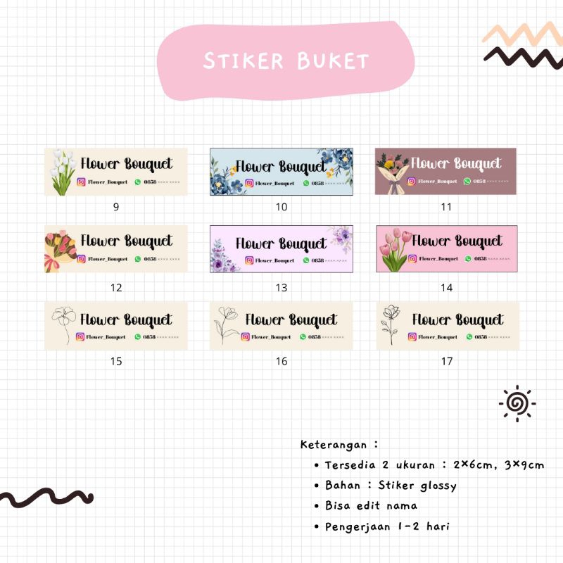 Jual STIKER BUKET || STIKER LABEL CUSTOM || STIKER BUNGA || STIKER ...