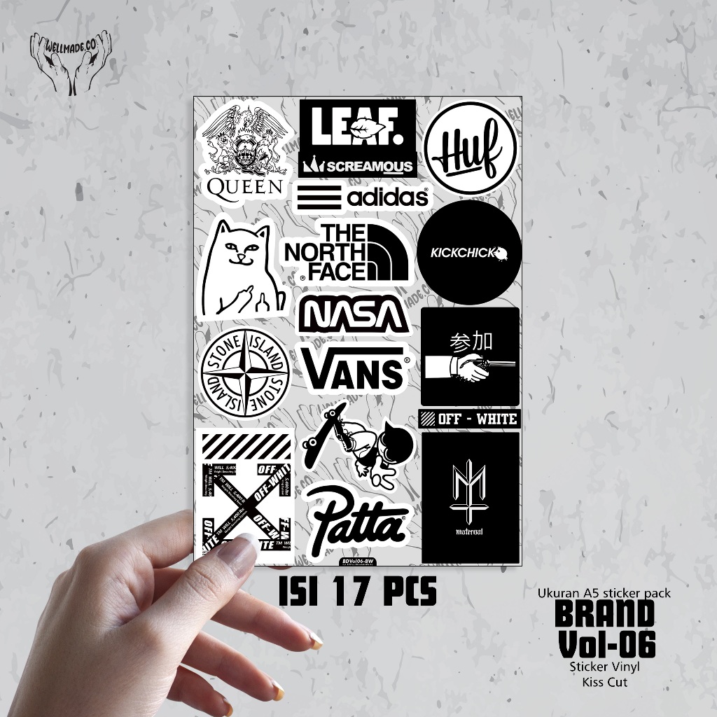 Jual Sticker Pack BRAND Tumblr Helm Laptop Lokal VOL6 BLACK & WHITE ...