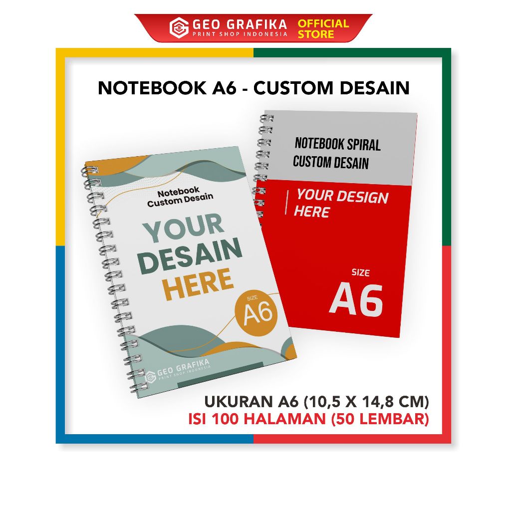 Jual Notebook Block Note A6 Jilid Spiral 100 halaman Custom Desain ...