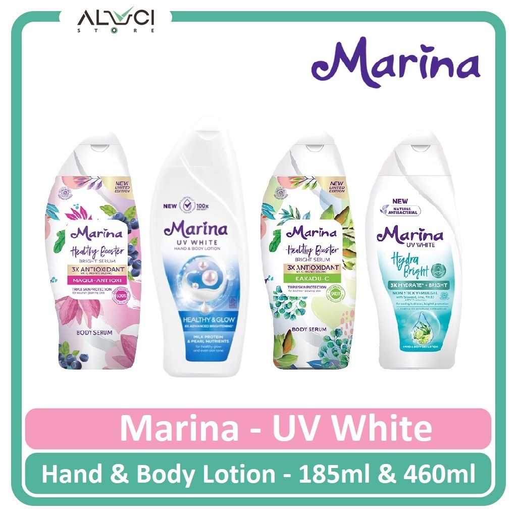 Jual Marina UV White Hand and Body Lotion & Bright Body Serum 185ml l 460ml | Shopee Indonesia