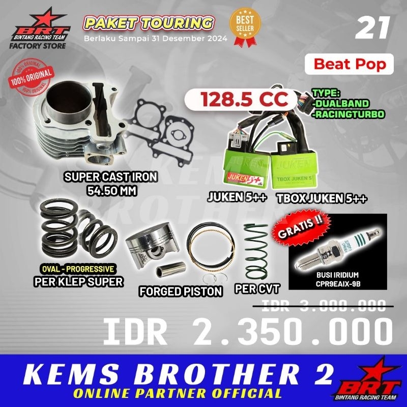 Jual PAKET BORE UP BRT BEAT ESP BEAT POP PISTON 54.5 MM ORIGINAL BRT ...