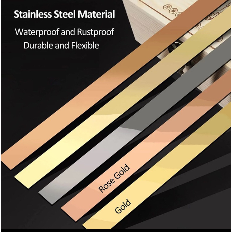 Jual PLAT MIRROR GOLD | LIST GOLD STAINLESS STEEL | LIST PLAT STRIP ...