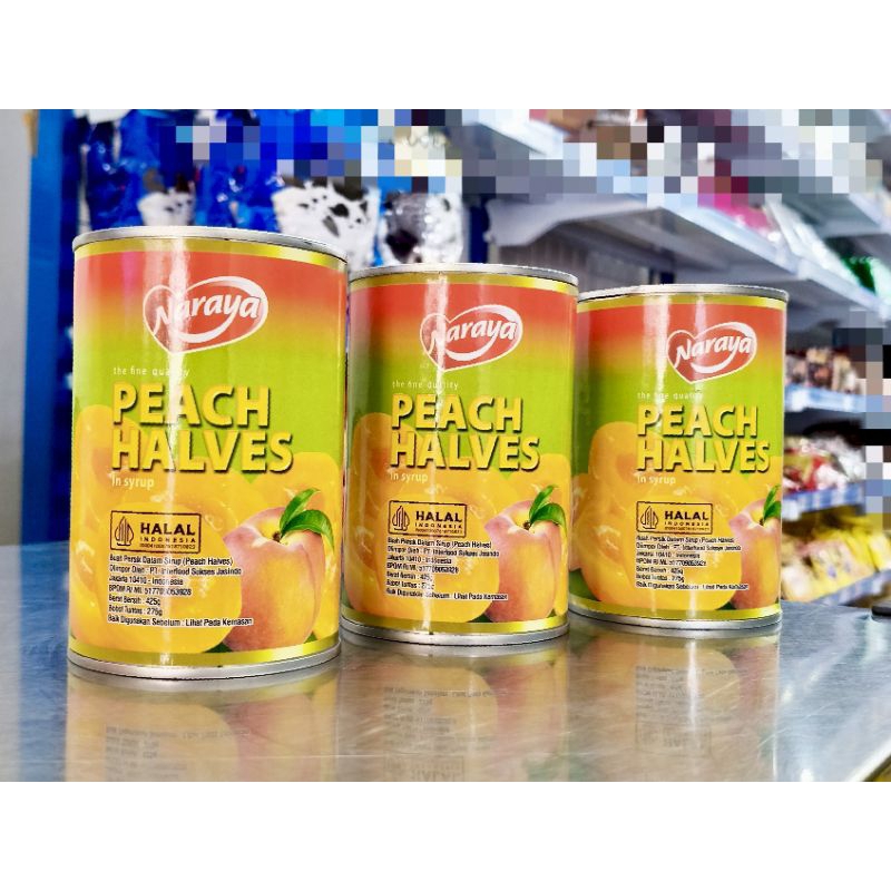 Jual Naraya Peach Halves425gr/Buah Kaleng Peach Potong/Syrup Buah ...