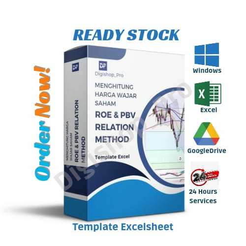 Jual [TT24113] Template Rumus Otomatis| Menghitung Harga Wajar Saham Metode ROE & PBV Relation ...