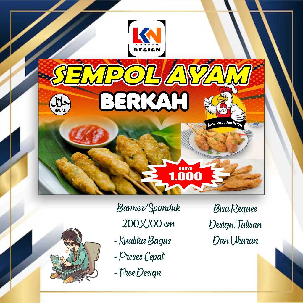 Jual Spanduk Banner Sempol Ayam Berkah custom | Shopee Indonesia