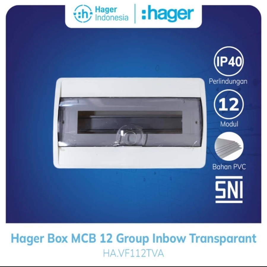 Jual HAGER BOX MCB 12 GRUP INBOW TRANSPARANT VF112TVA 12 MODUL SNI ...
