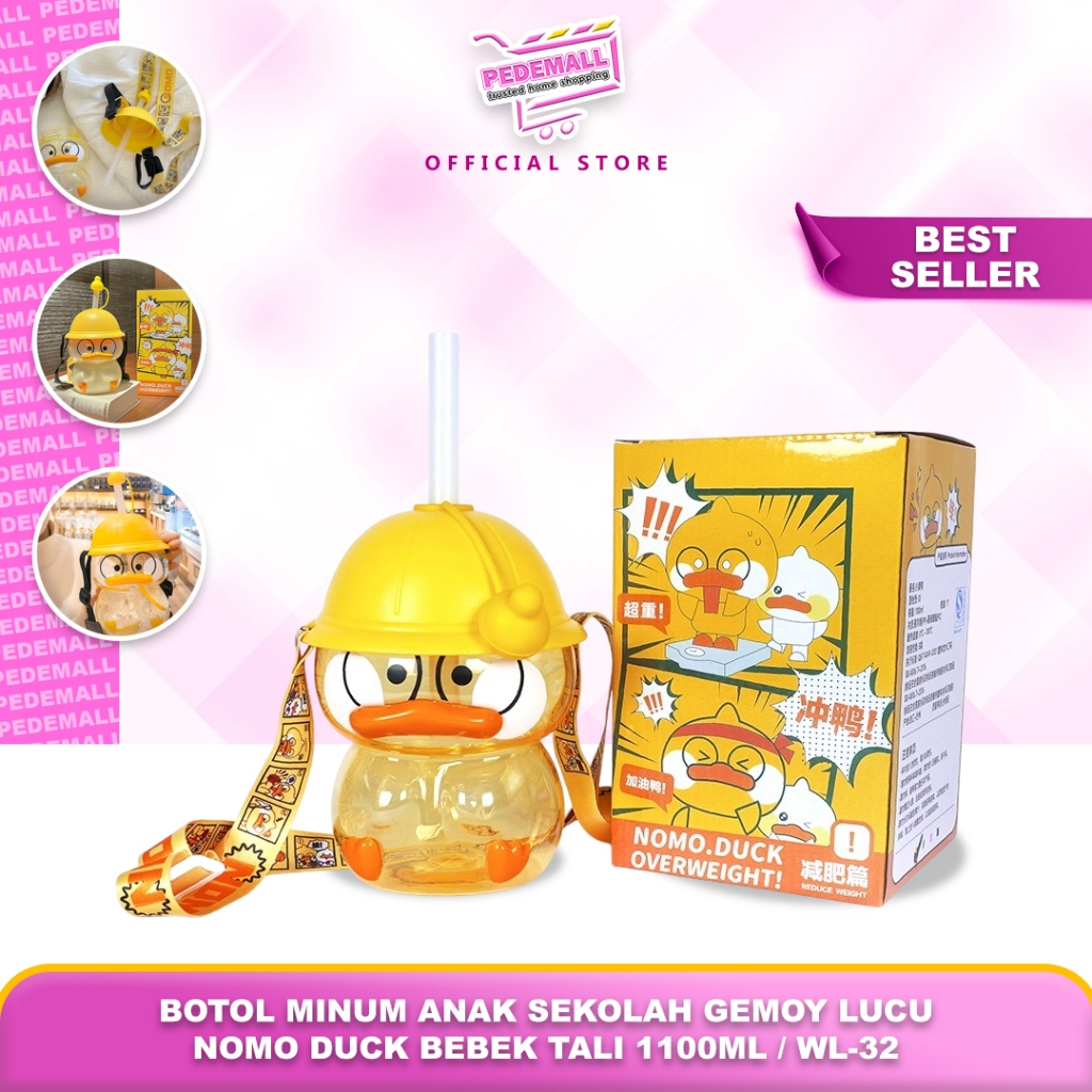 Jual Botol Minum Anak Sekolah Gemoy Lucu Nomo Duck Bebek Tali 1100ml ...